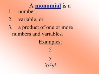 Multiplying Monomials | PPTX