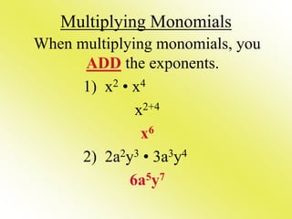 Multiplying Monomials | PPTX