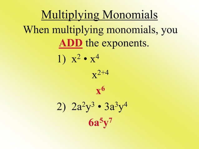 Multiplying Monomials | PPTX