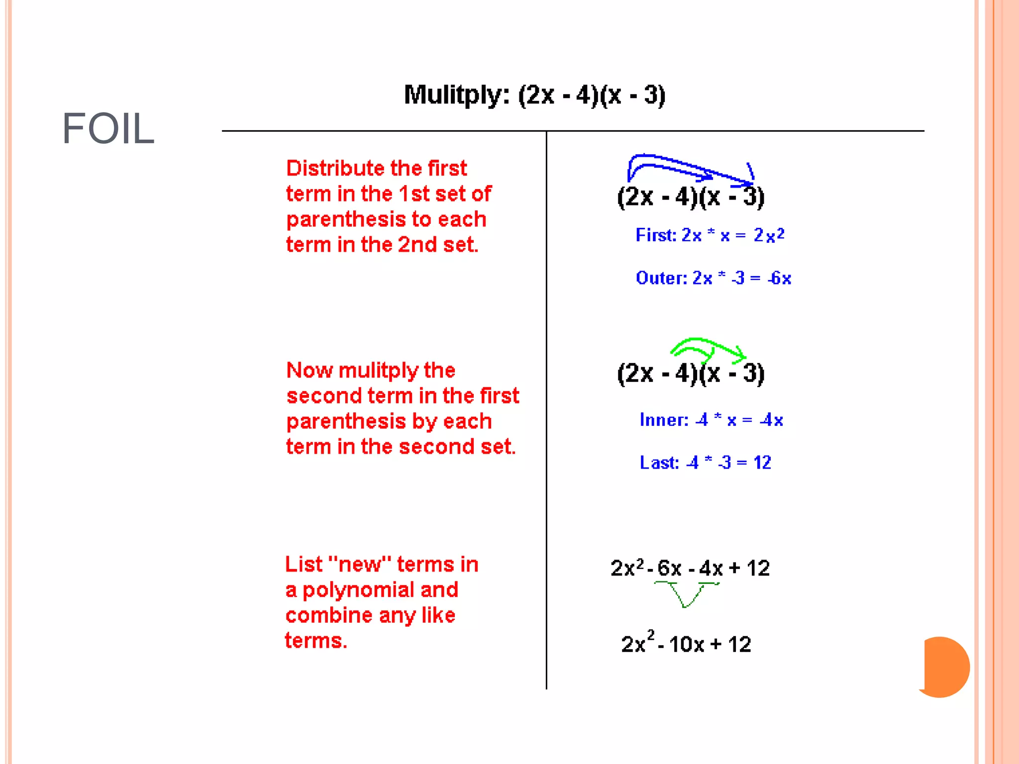 Multiplying polynomials | PPT