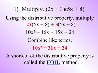 Multiplying polynomials | PPT