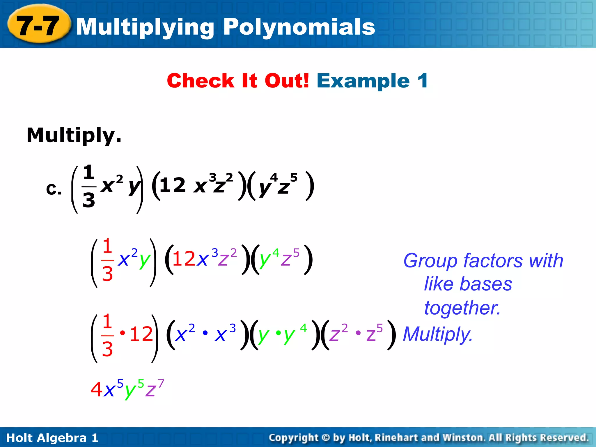 Multiplying polynomials | PDF