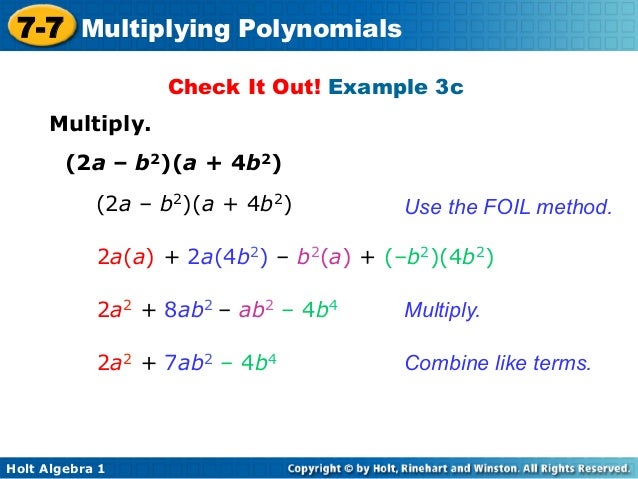 Multiplying polynomials