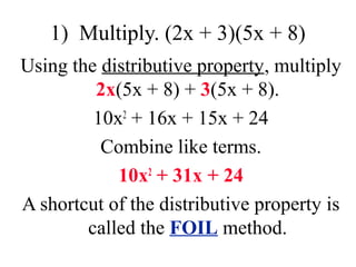 Multiplying polynomials | PPT