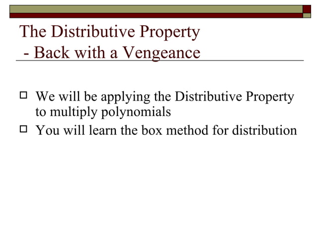 Multiplying Polynomials I | PPT