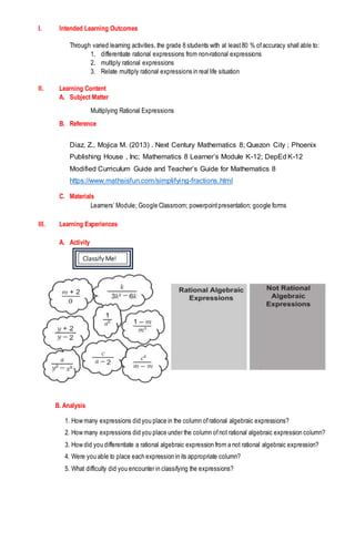 Multiplying Rational Expressions | DOCX