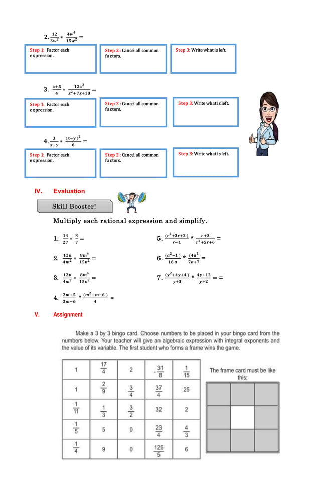 Multiplying Rational Expressions | DOCX | Education