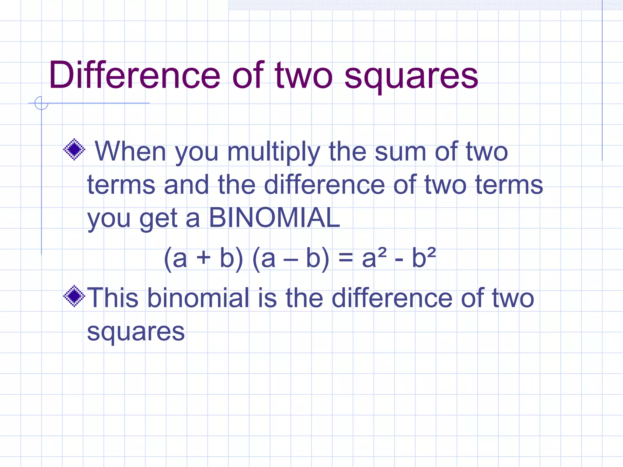 Multiplying special binomials | PPT