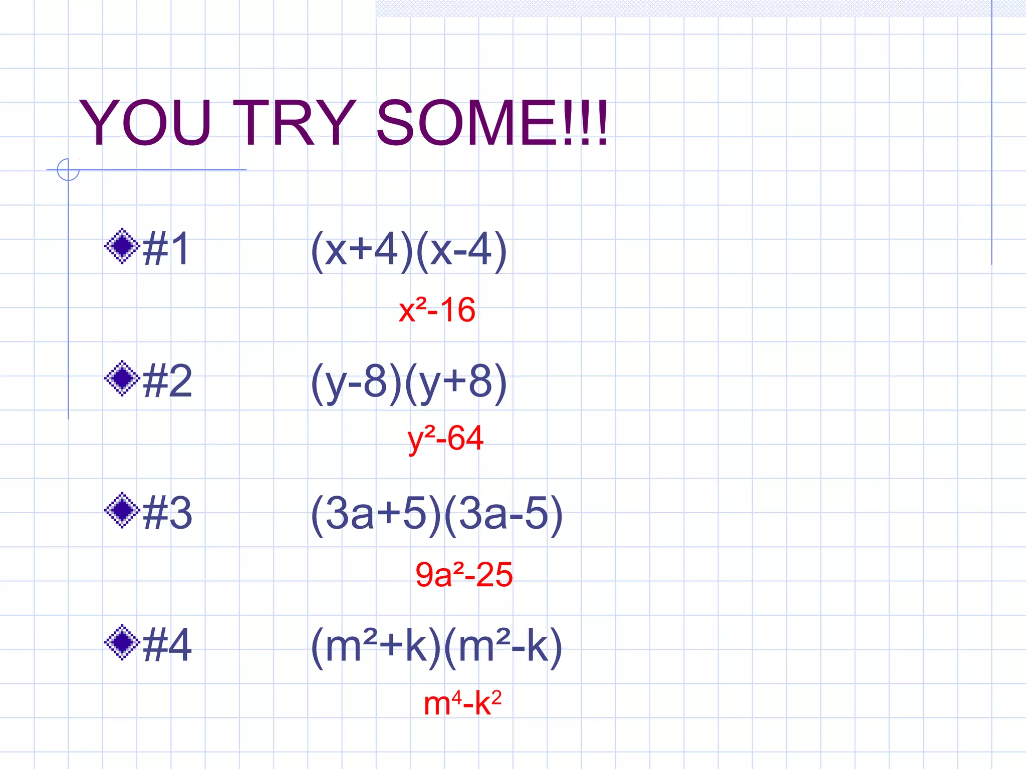 Multiplying special binomials | PPT