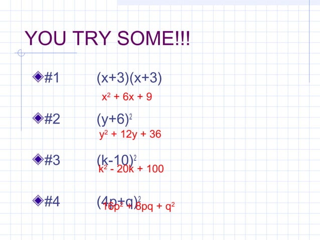 Multiplying special binomials | PPT