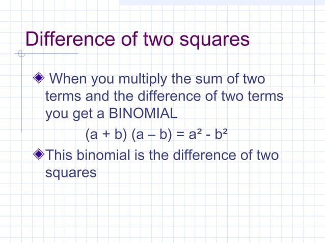 Multiplying special binomials | PPT