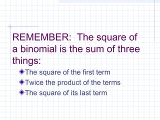 Multiplying special binomials | PPT