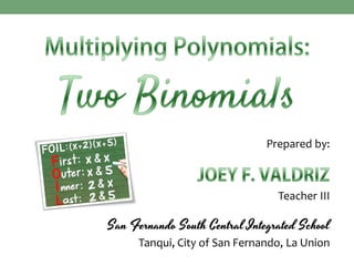 Multiplying Polynomials: Two Binomials | PDF