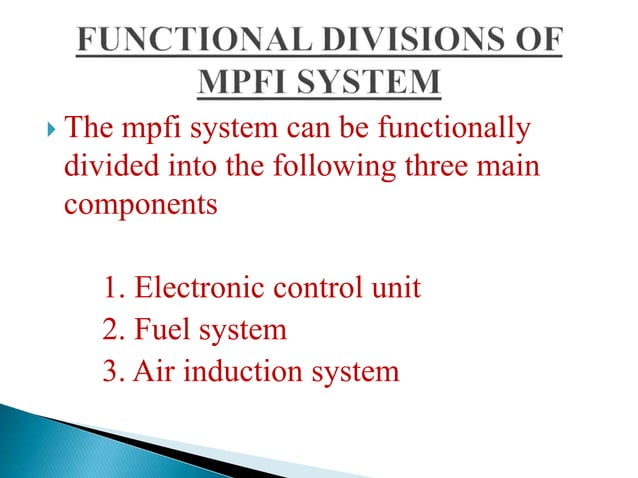 Multi point fuel injection | PPTX | Auto Parts | Automotive
