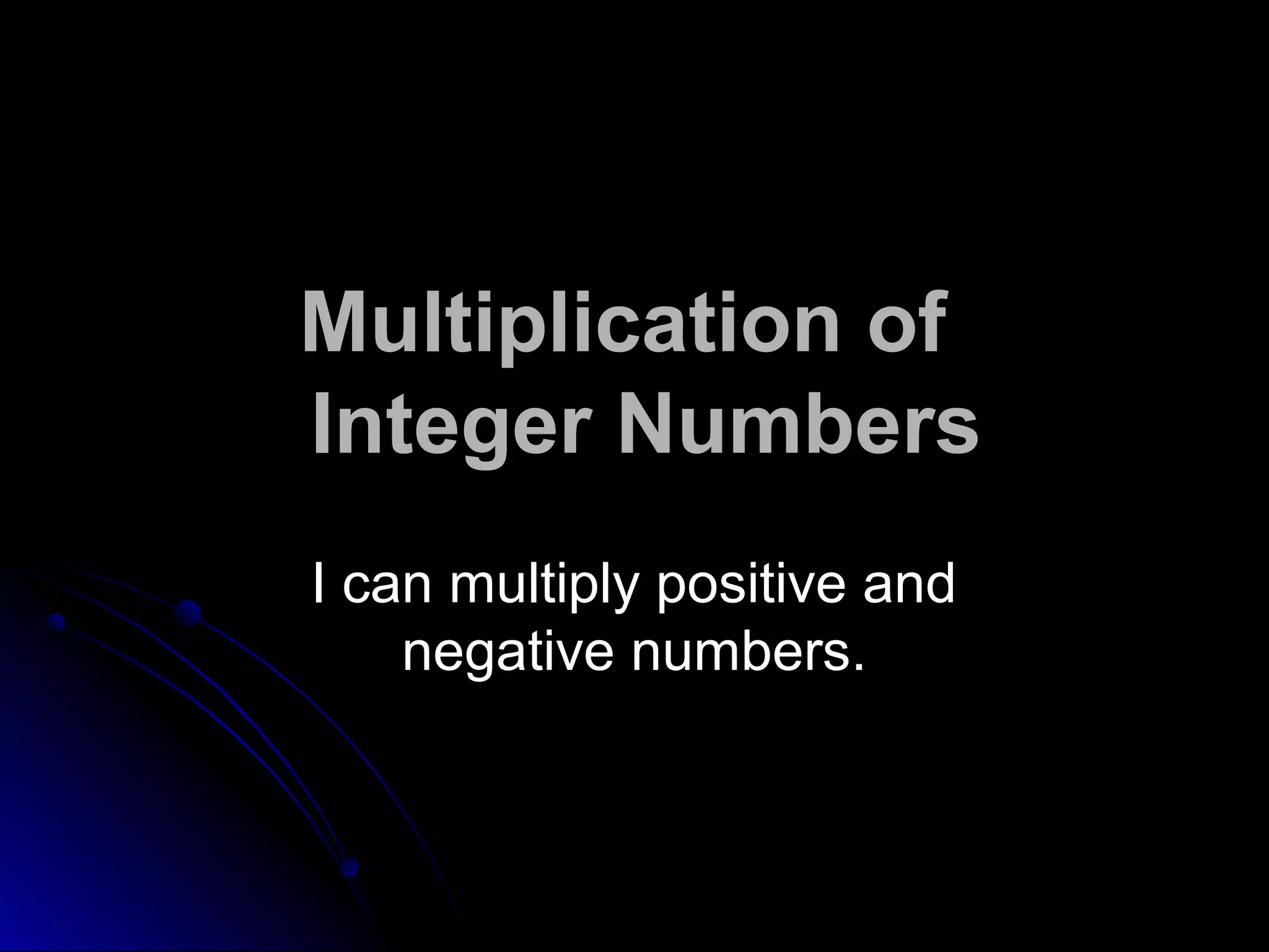 Multipying integers | PPT