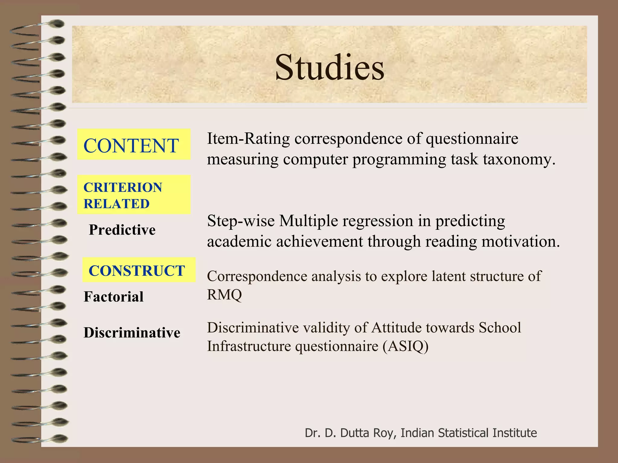 Multivariate Models in Questionnaire Development | PPS