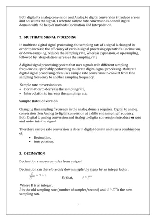 Multirate signal processing and decimation interpolation | PDF | Digital Audio | Computer ...