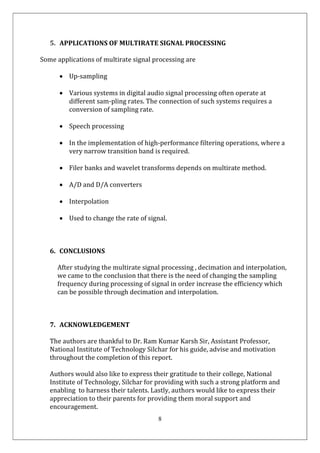 Multirate signal processing and decimation interpolation | PDF