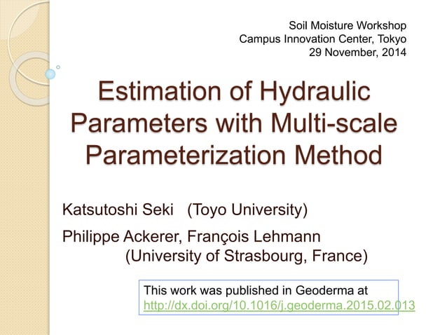 Estimation of hydraulic parameters with multi-scale parameterization method | PPT
