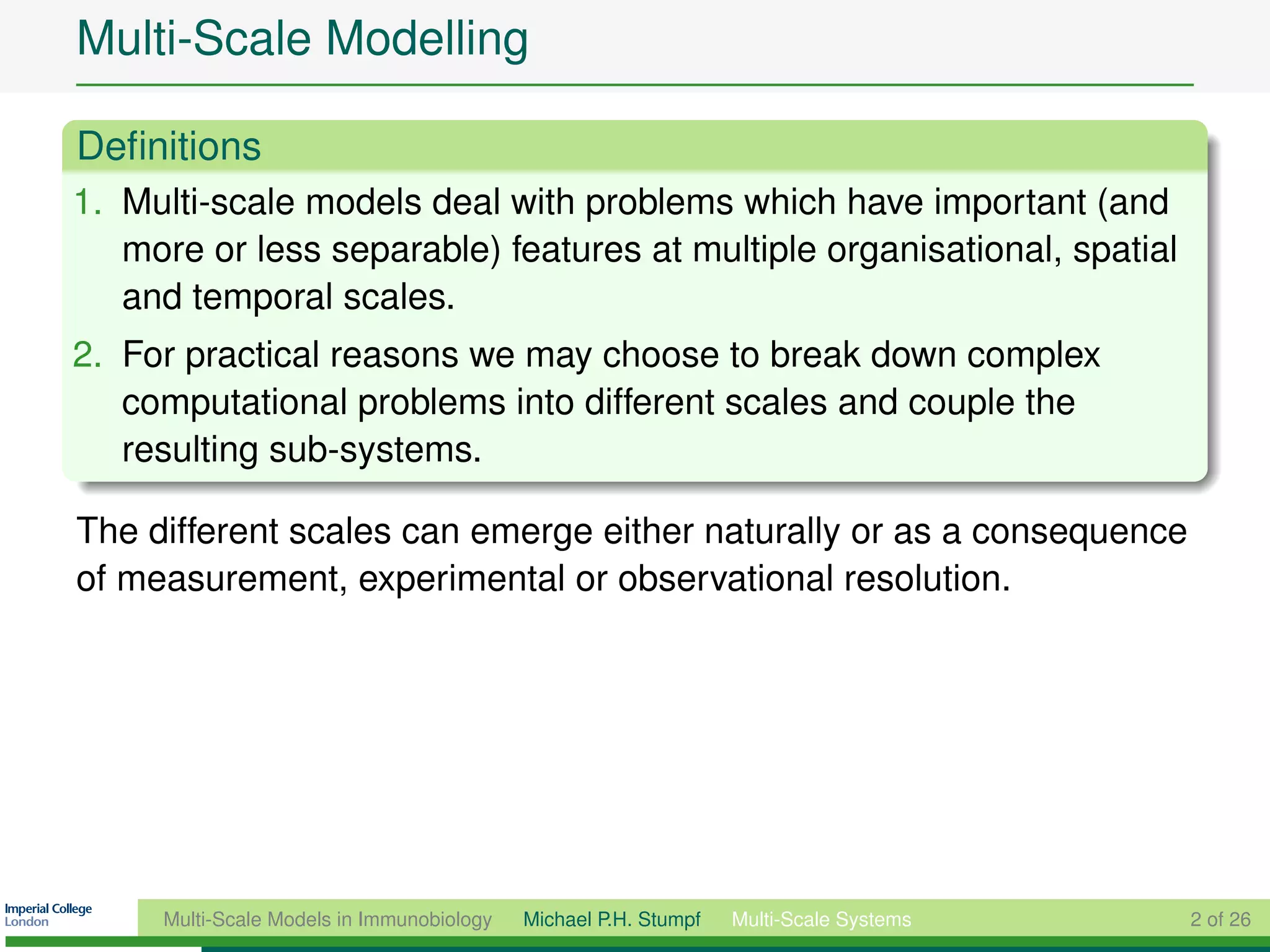 Multi-Scale Models in Immunobiology | PPT