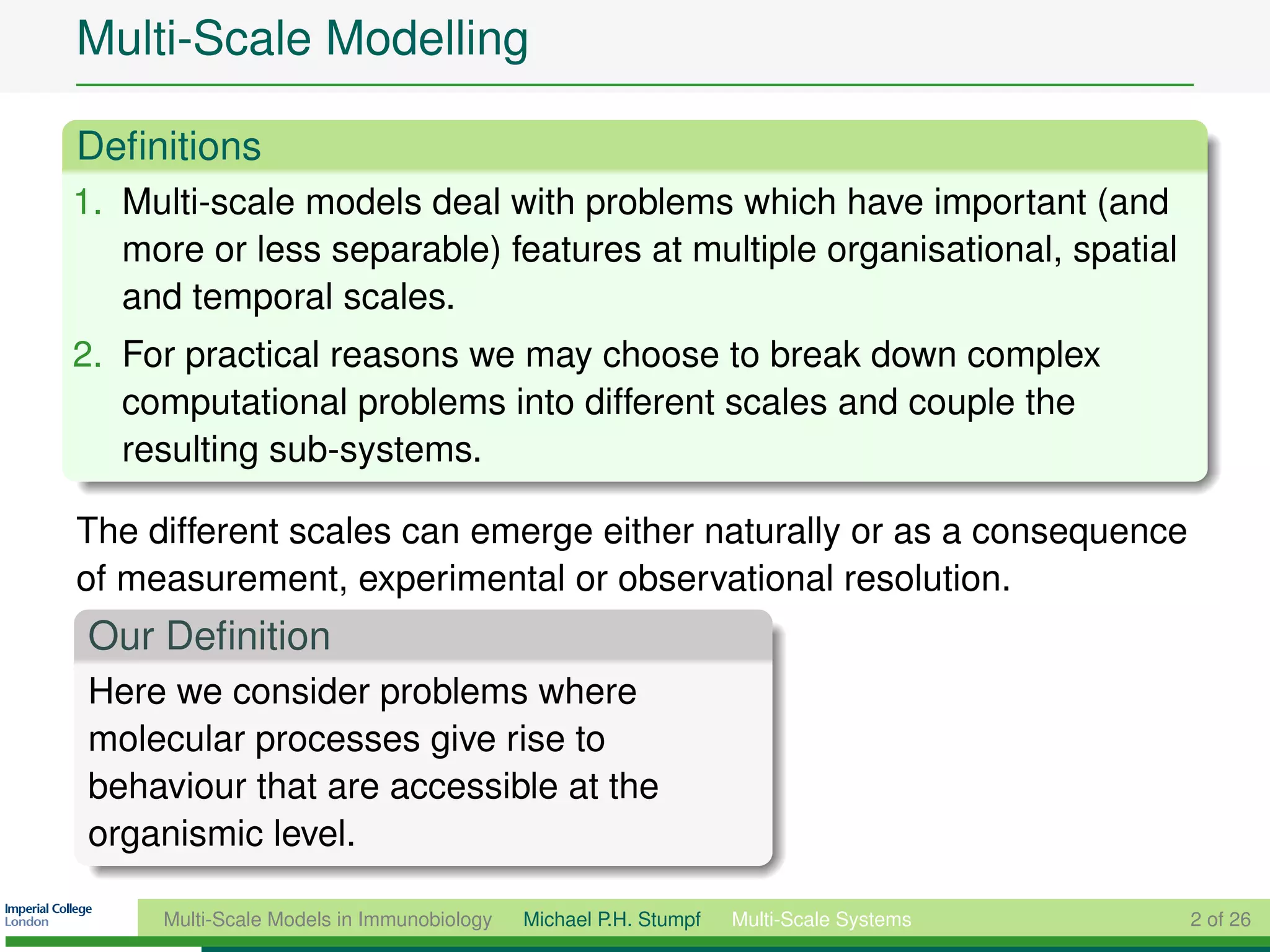 Multi-Scale Models in Immunobiology | PPT