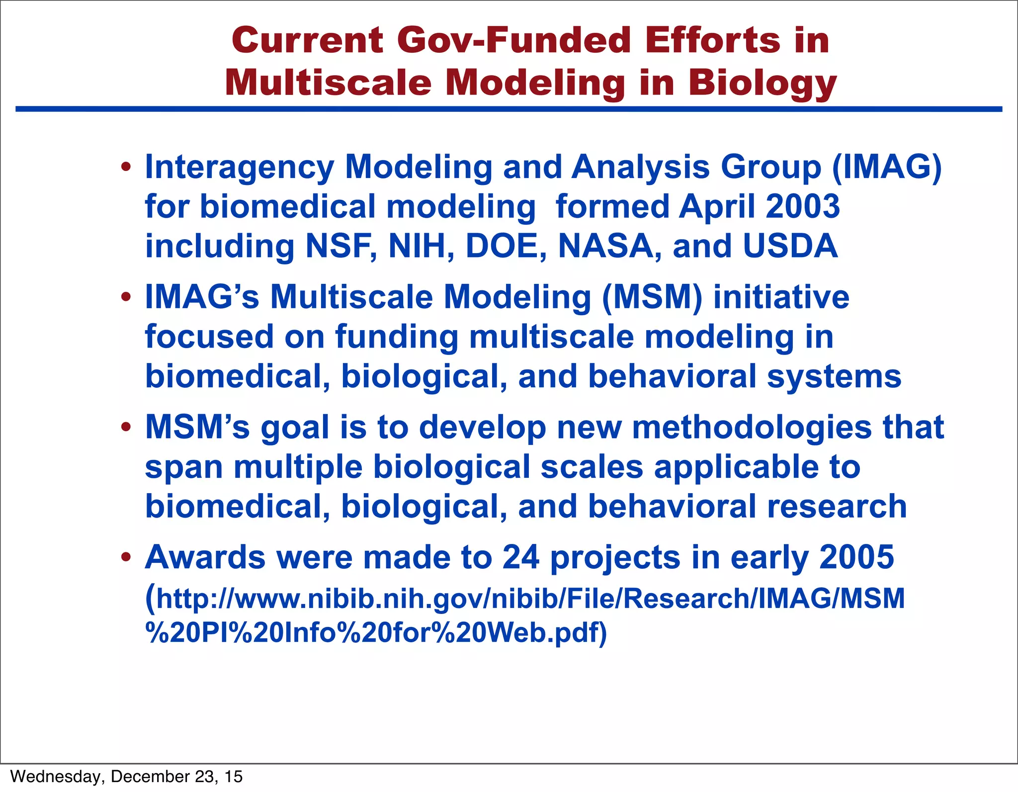 2006 Multiscale modeling and simulation for drug development and ...