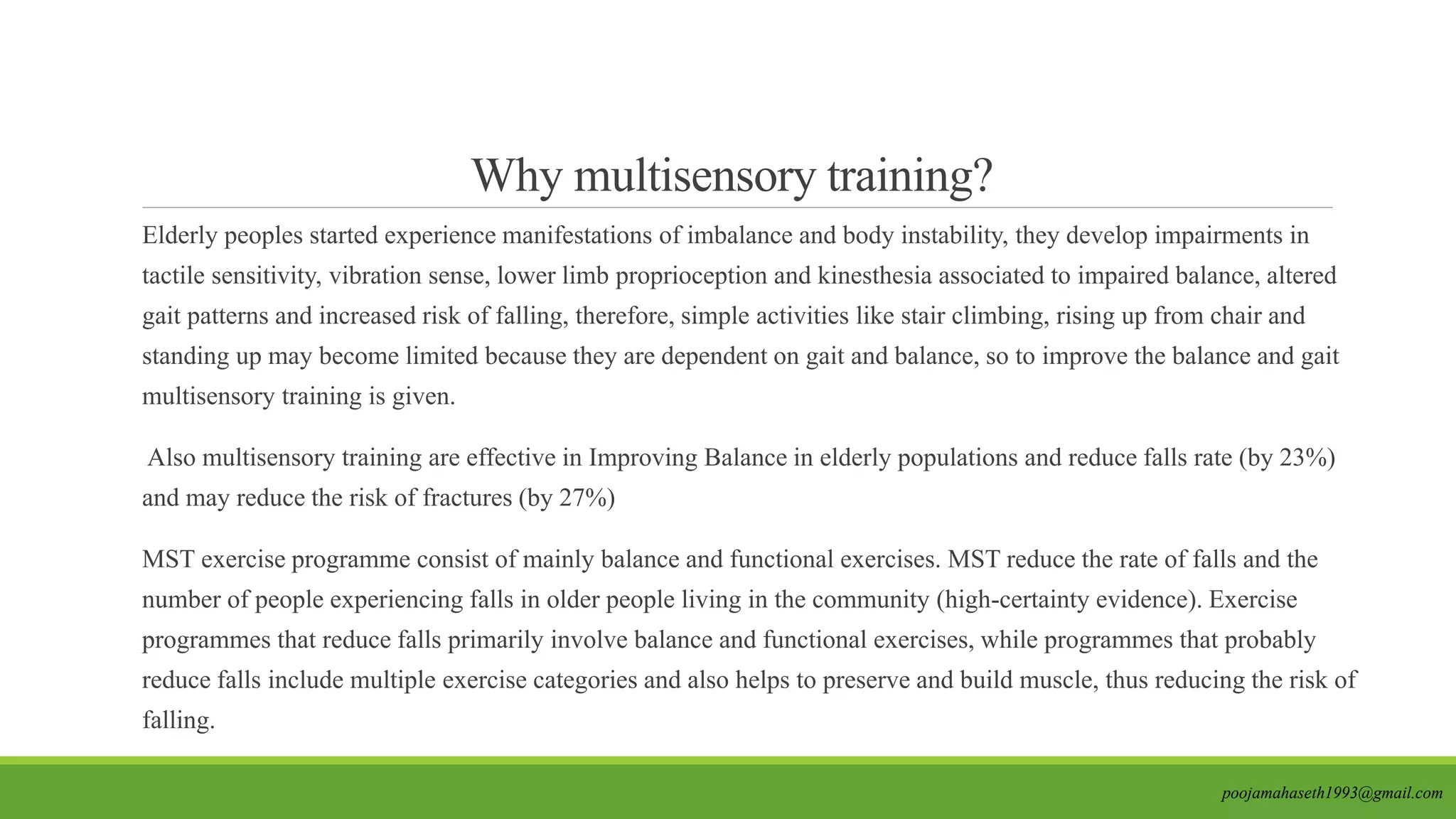 Multisensory training to improve balance to prevent falls | PPT | Free ...
