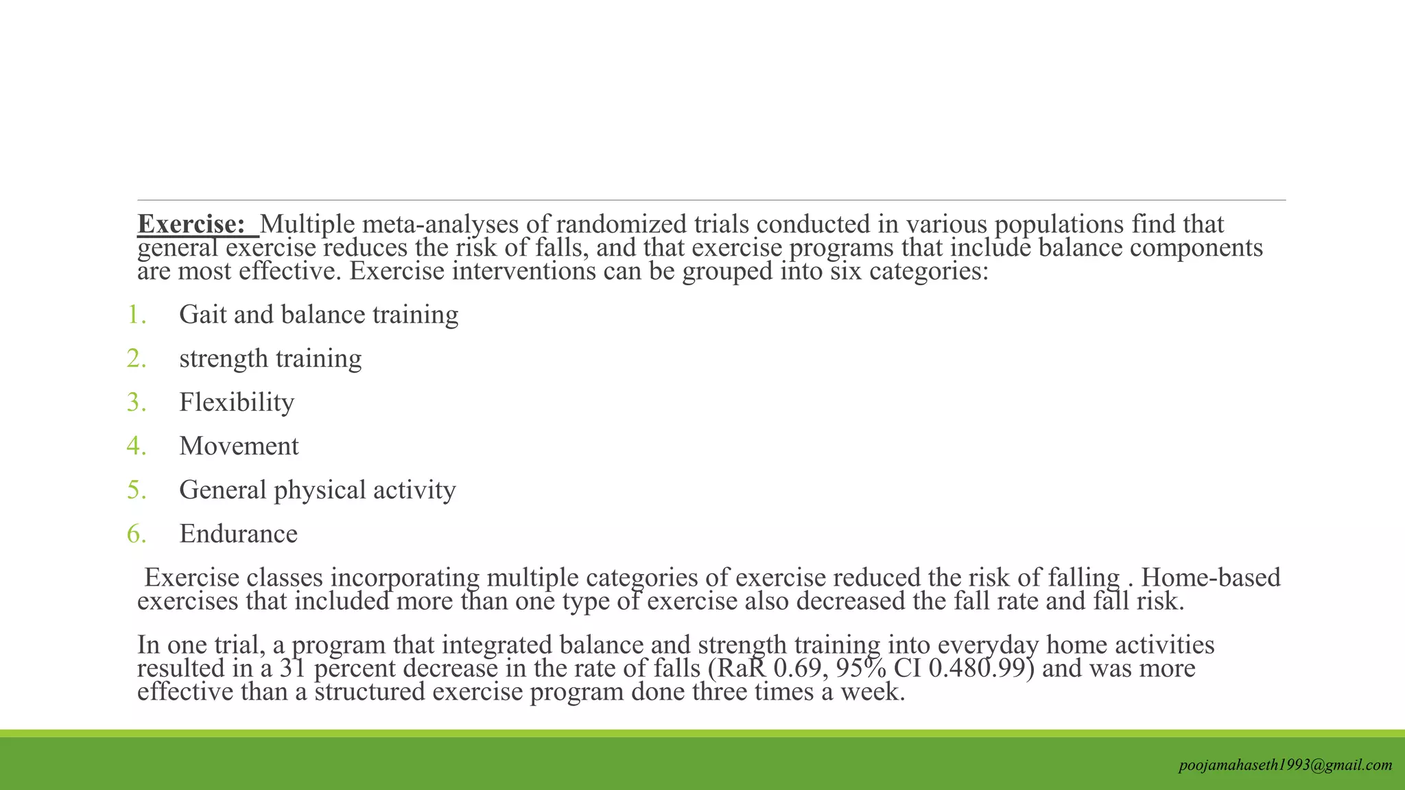Multisensory training to improve balance to prevent falls | PPTX