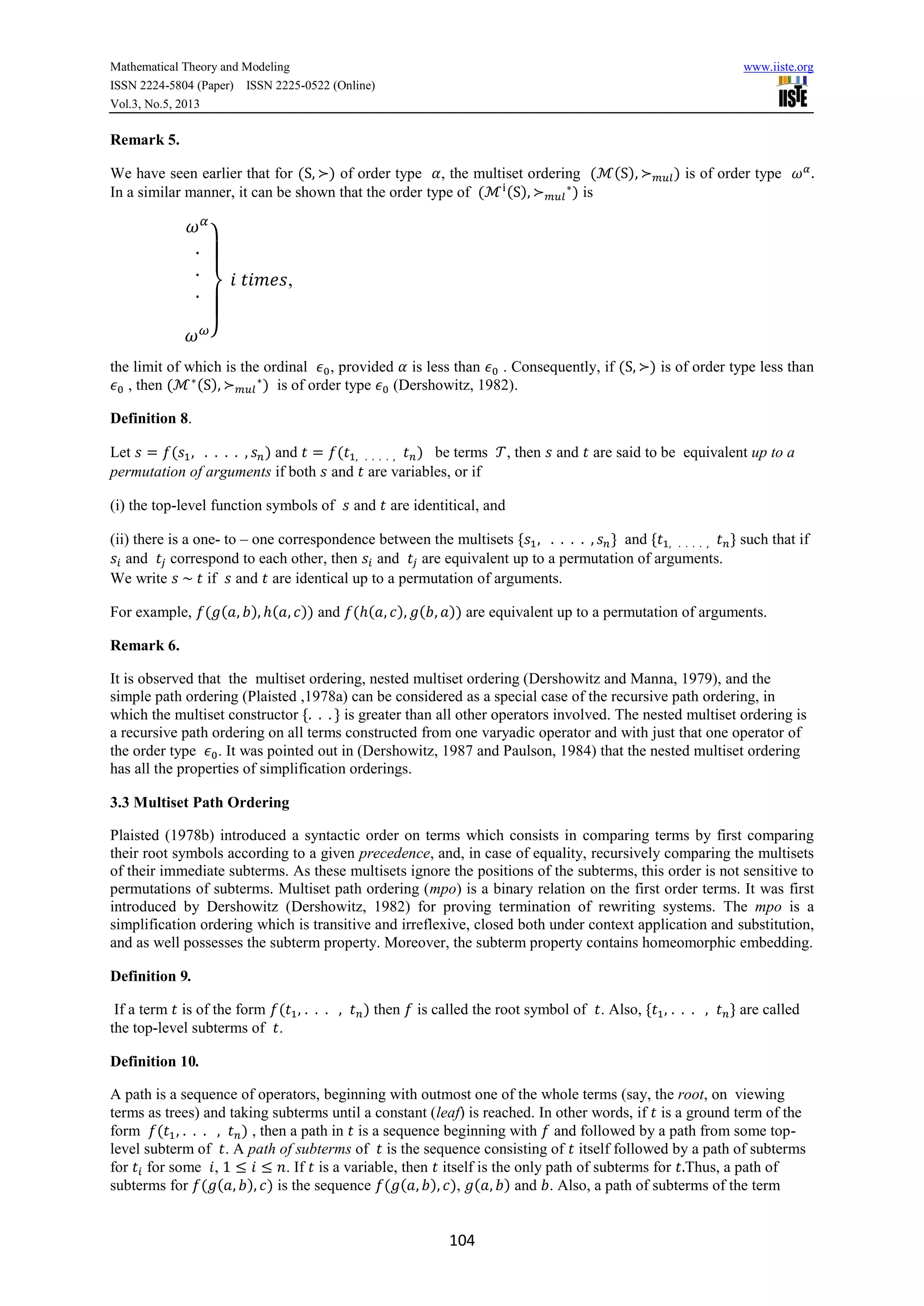Multiset Path Orderings And Their Application To Termination Of Term Rewriting Systems Pdf