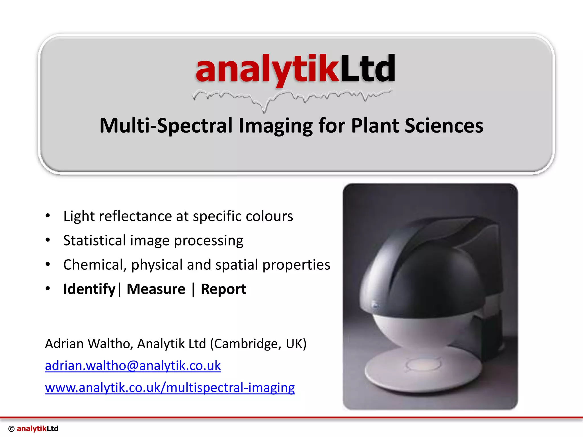 Multispectral imaging in Plant Sciences with VideometerLab 3 | PDF