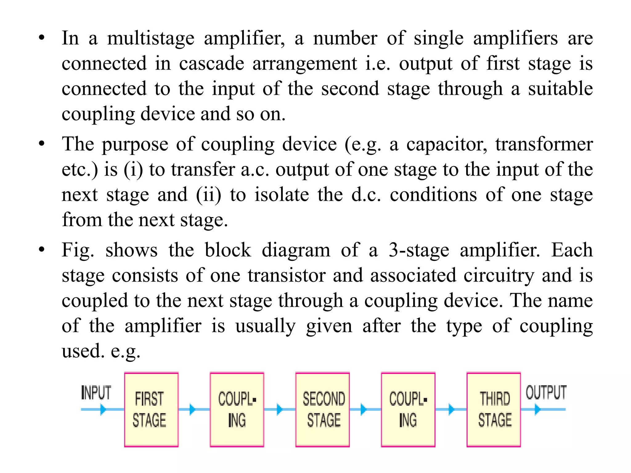 Multistage amplifiers and Name of coupling Name of multistage amplifier ...