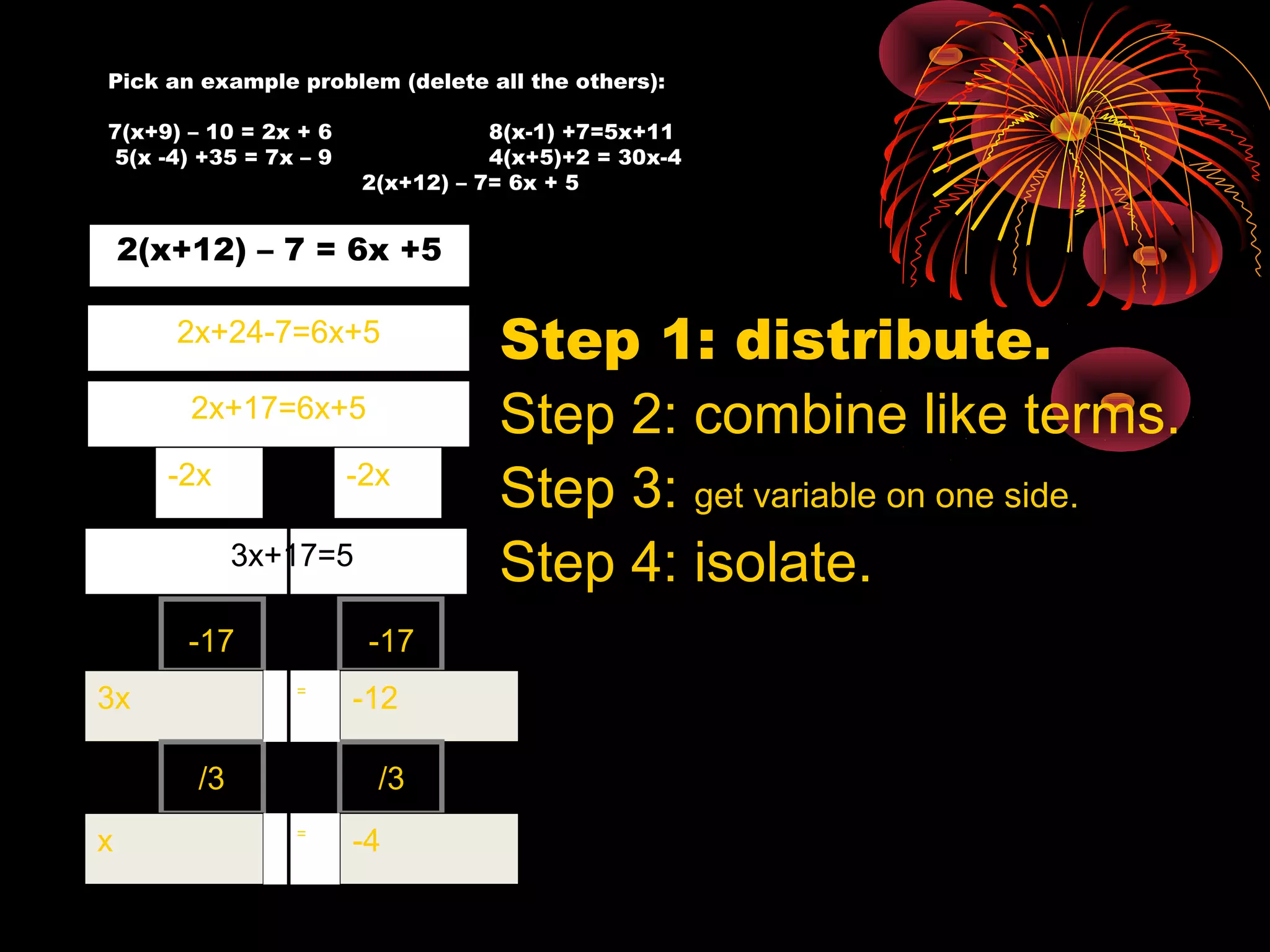 Multi step equations powerpoints | PPT