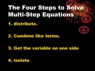 Multi step equations powerpoints | PPT