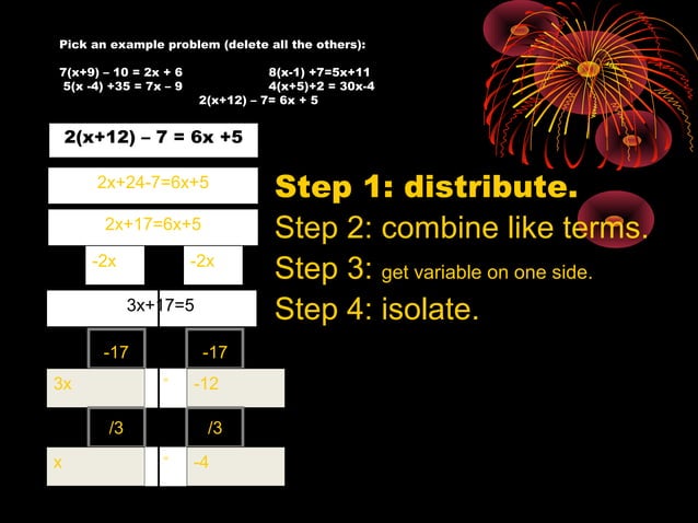 Multi step equations powerpoints | PPT