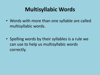 Multisyllabic words 21 | PPTX
