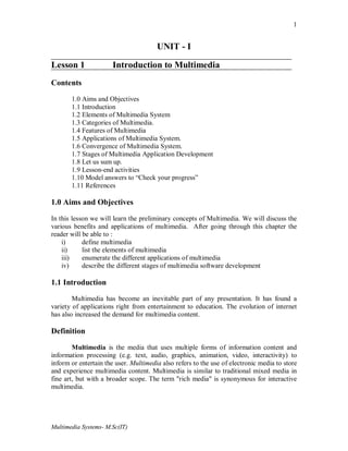 multimedia introduction elements like text,image,audio,video | PDF