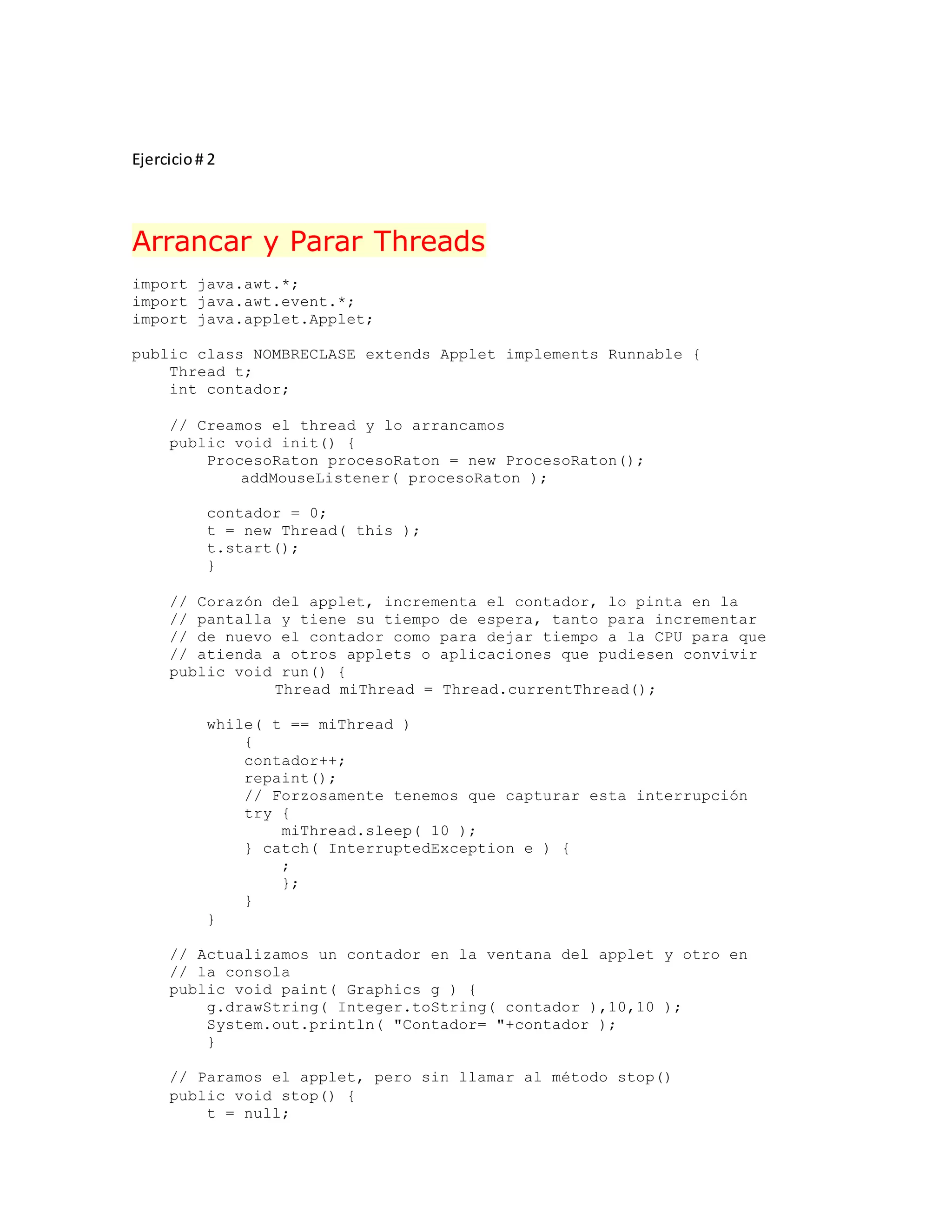 Multitarea e hilos en java con ejemplos | DOCX