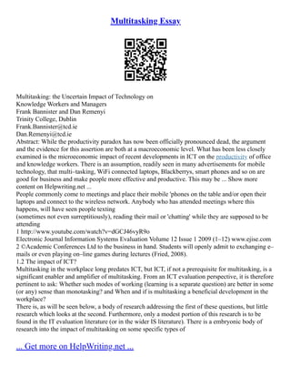 Multitasking Essay | PDF