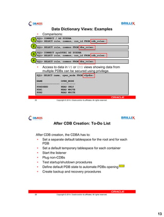 Exploring Oracle Database 12c Multitenant best practices for your Cloud ...