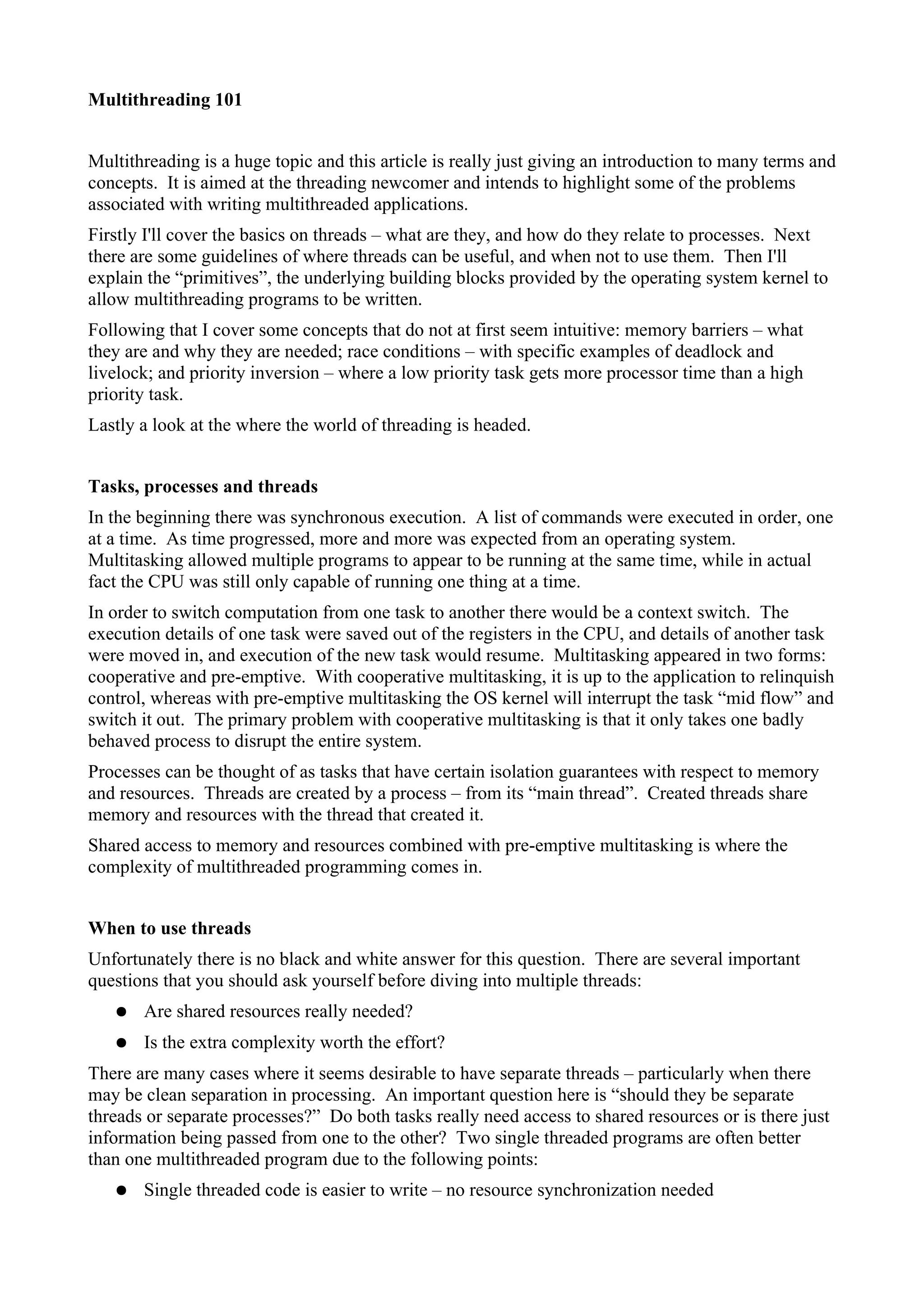 Multithreading 101 Pdf 