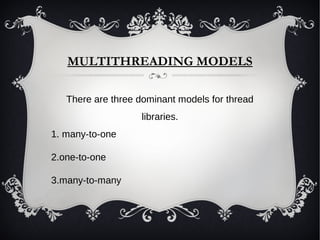 Multi threading models(operating systems) | PPT