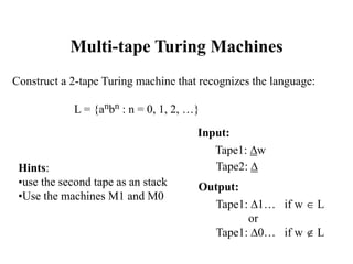 Turing Machine and Multiple Turing Machine | PPT