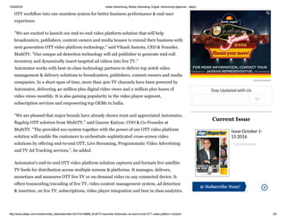MultiTV launches Automator, OTT video platform solution - reported afaqs | PPT