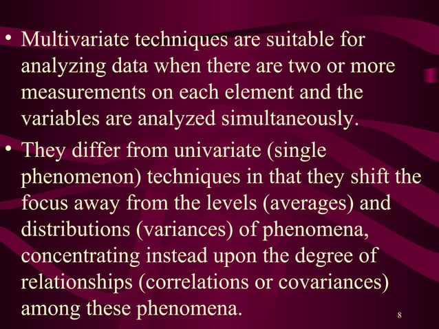 Multivariate Analysis Techniques | PPT | Science