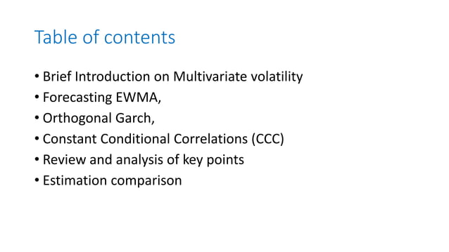 Multivariate Volatility Forecasting Ppt