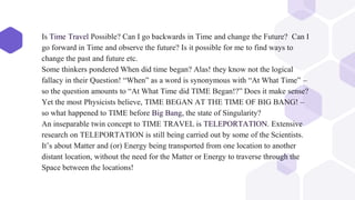 The Multiverse, Time travel & Teleportation – know more | PPTX