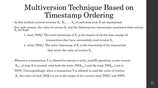 Multi version Concurrency Control and its applications in Advanced database system | PPTX