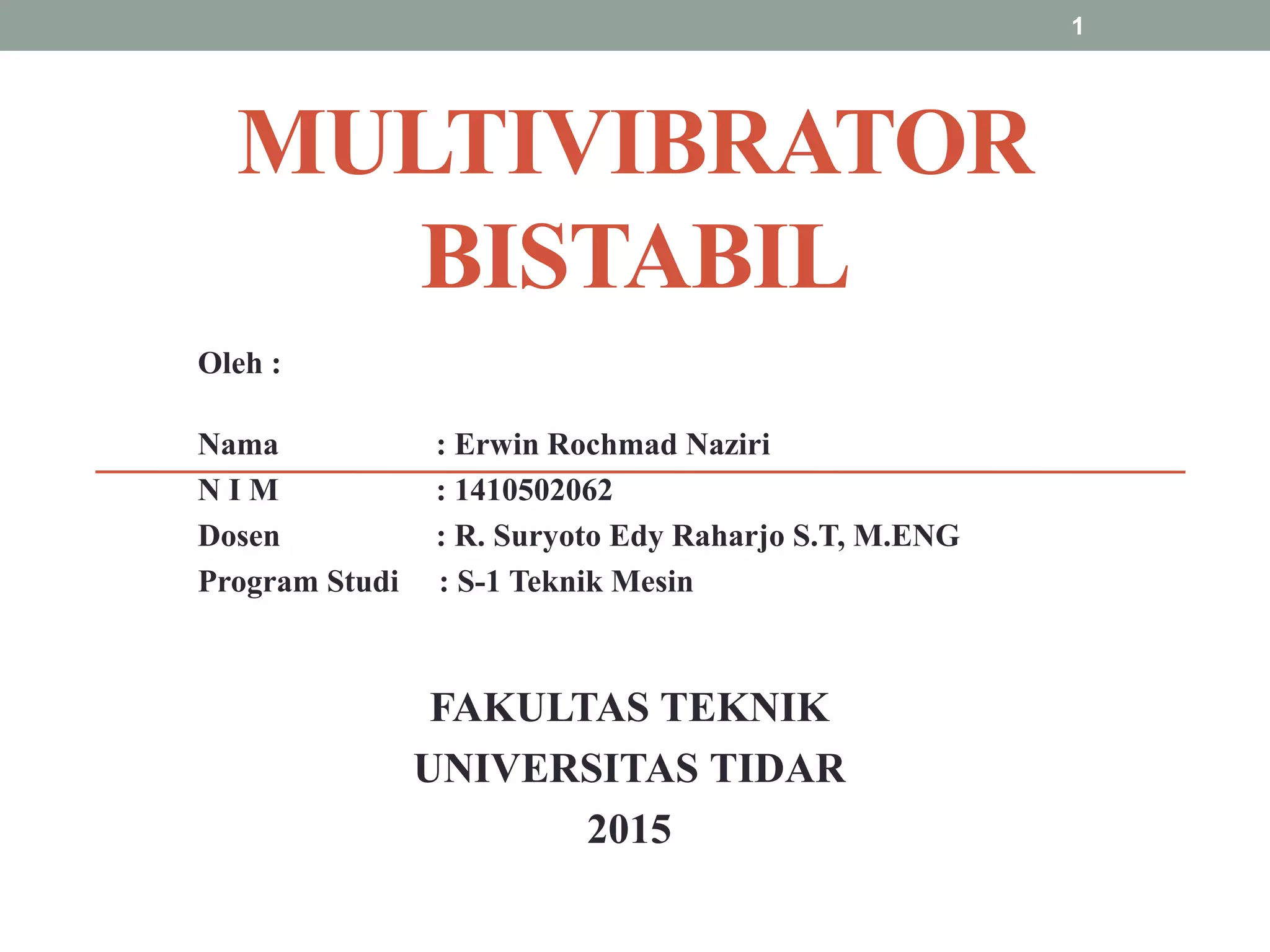 Multivibrator Bistabil | PPT