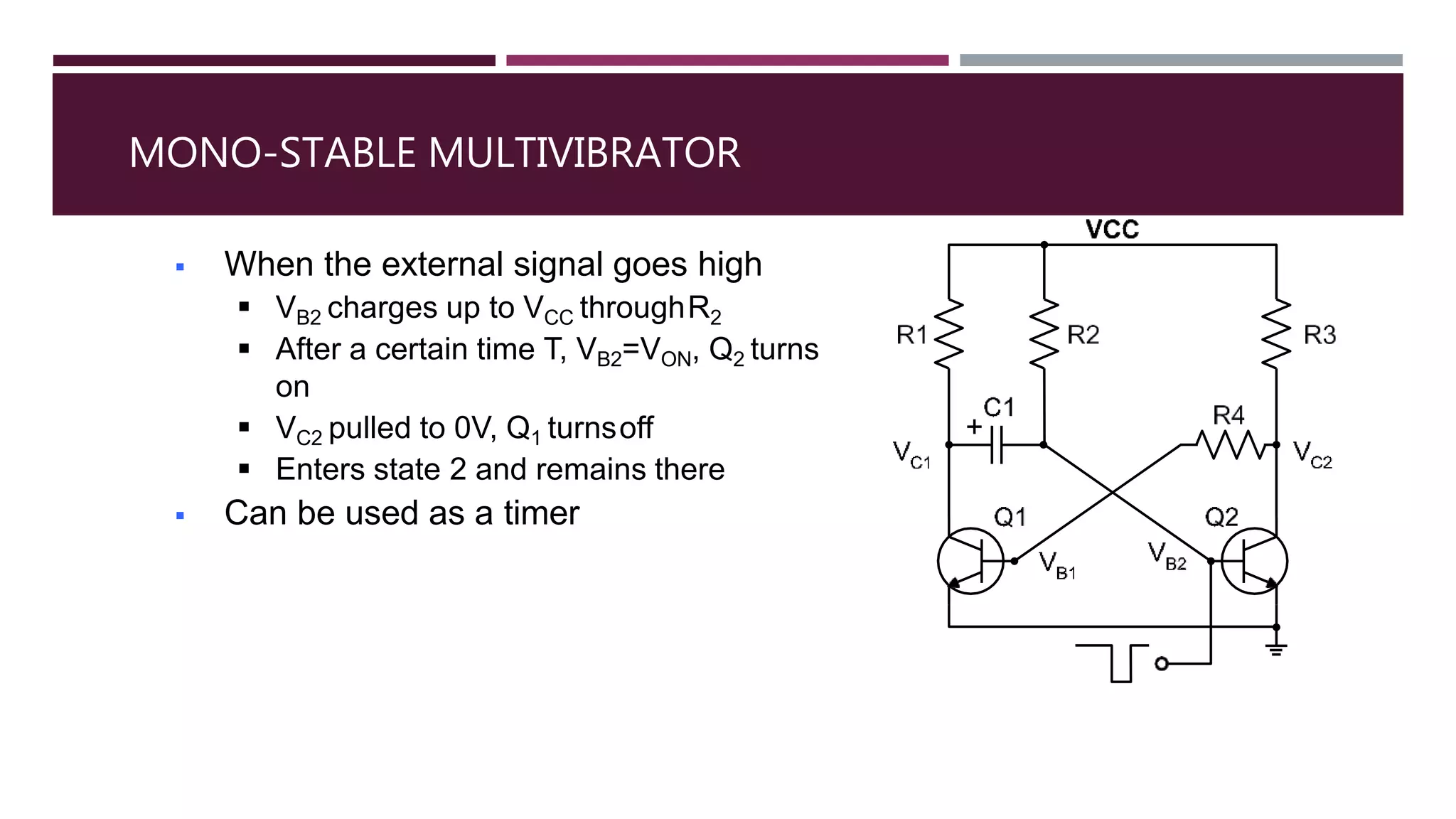 monostable Multivibrators electronic topic | PPTX