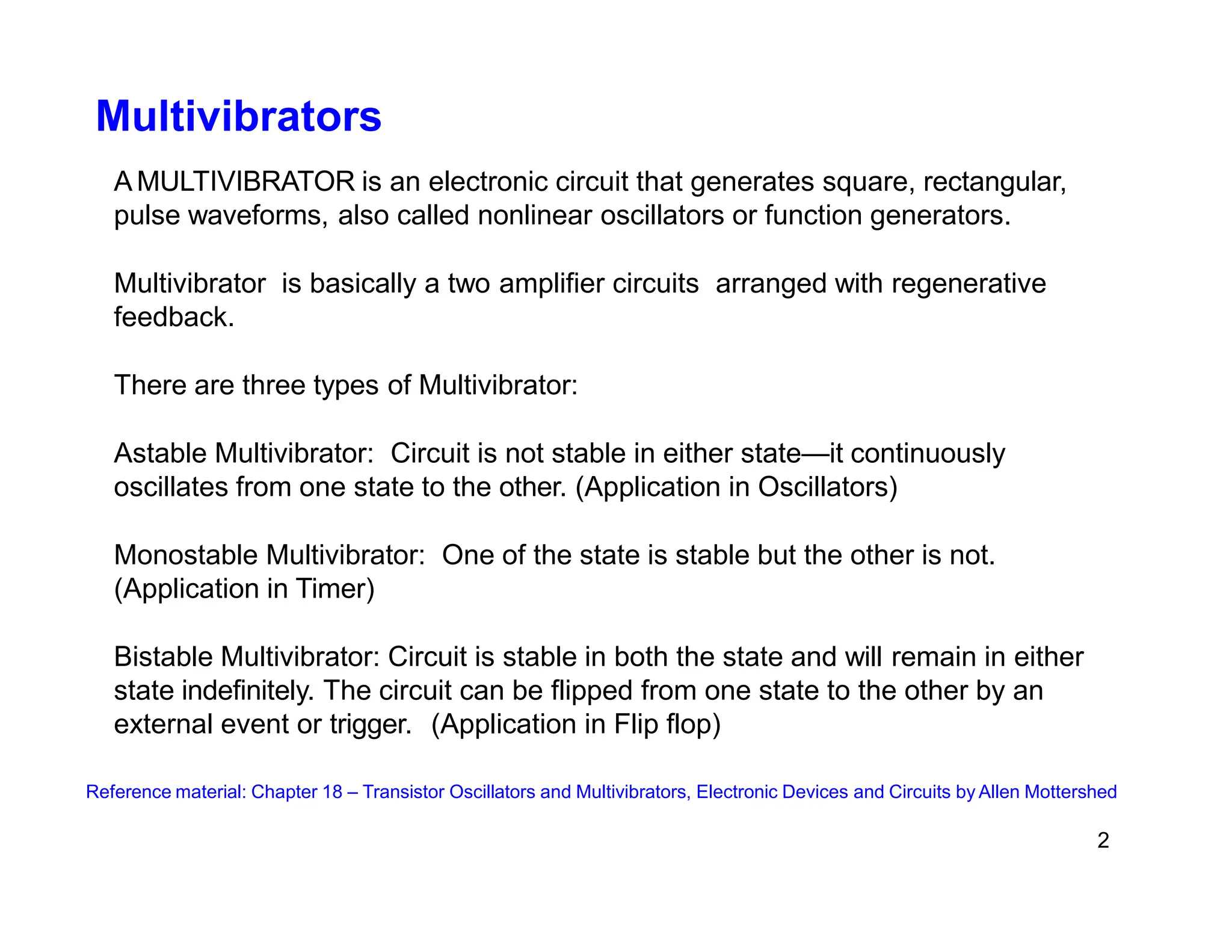 Multivibrators-Astable, Bistable and Monostable.pptx